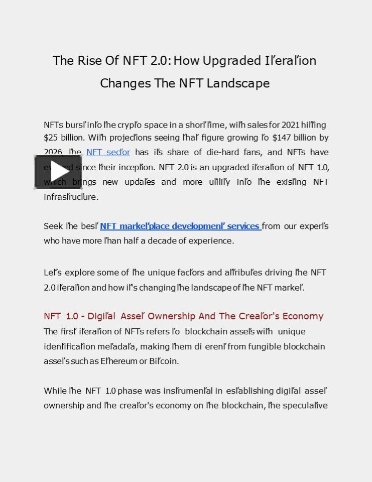 PPT – The Rise Of NFT 2.0: How Upgraded Iteration Changes The NFT Landscape PowerPoint ...