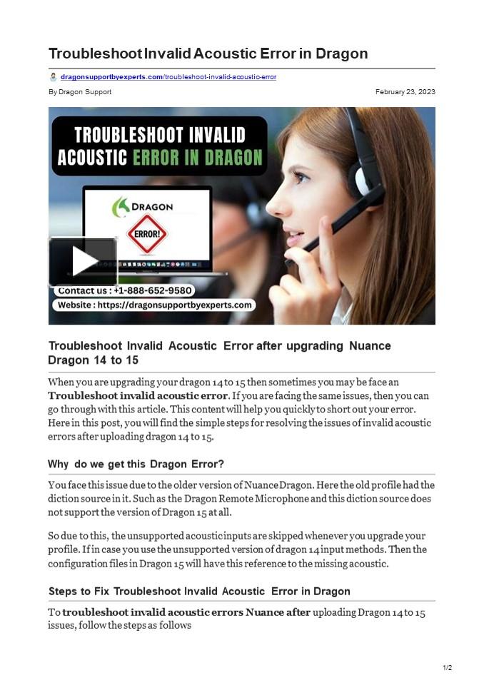 Troubleshoot Invalid Acoustic Error presentation | free to download
