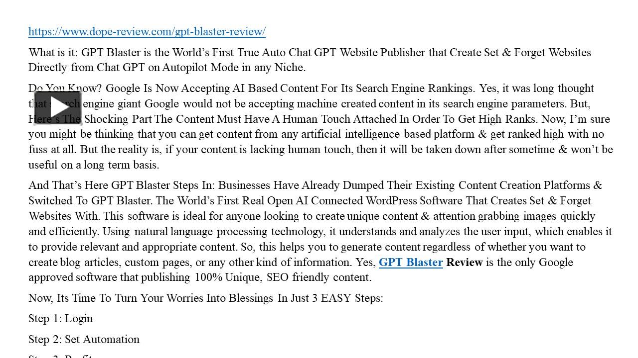 PPT – GPT Blaster Review PowerPoint presentation | free to download - id: 966d08-Njk3Y