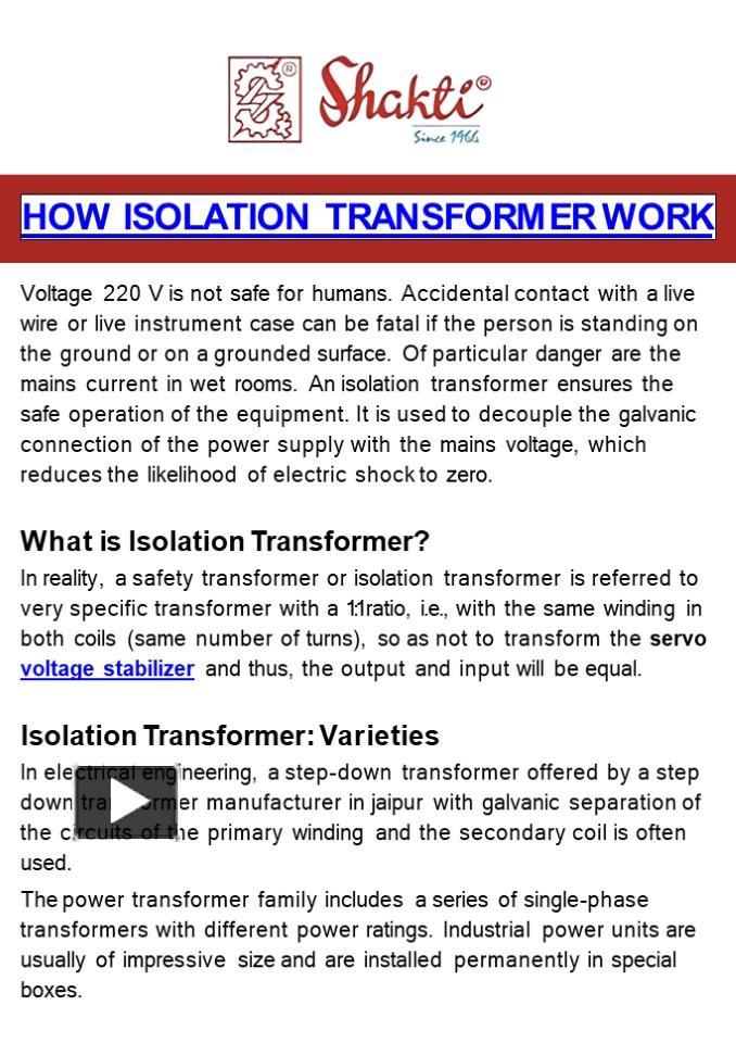 Ppt How Isolation Transformer Works Shakti Electronics Powerpoint