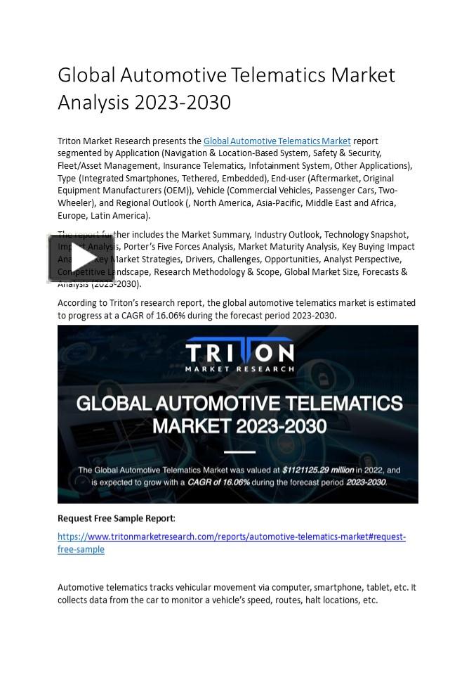Global Automotive Telematics Market Analysis 2023-2030 presentation | free to download