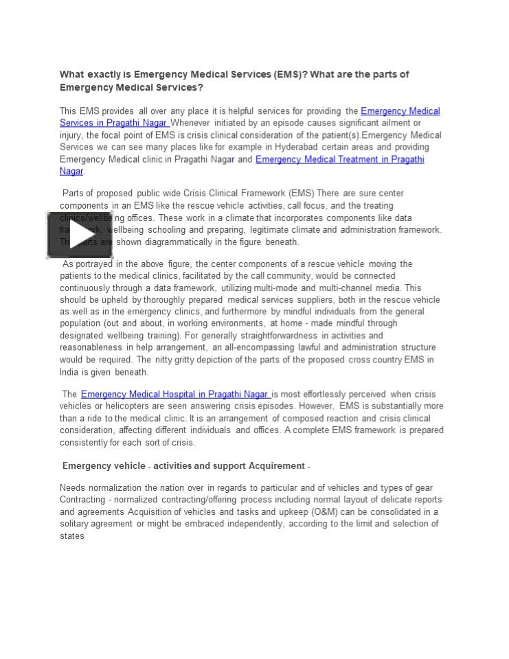 PPT – What exactly is Emergency Medical Services (EMS)? What are the parts of Emergency Medical ...