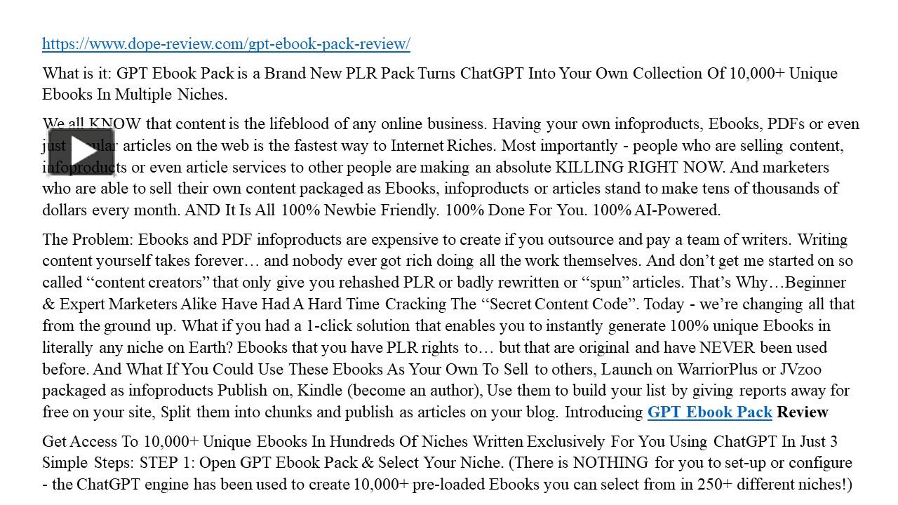 PPT – GPT Ebook Pack Review PowerPoint presentation | free to download - id: 9671ae-ZGNjY