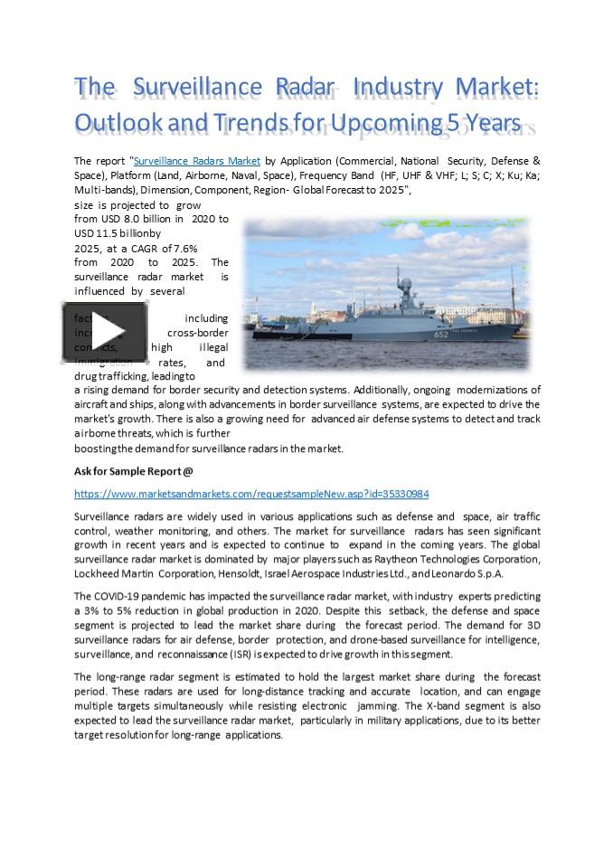 PPT – The Surveillance Radar Industry: Market Outlook and Trends (2020-2025) PowerPoint ...