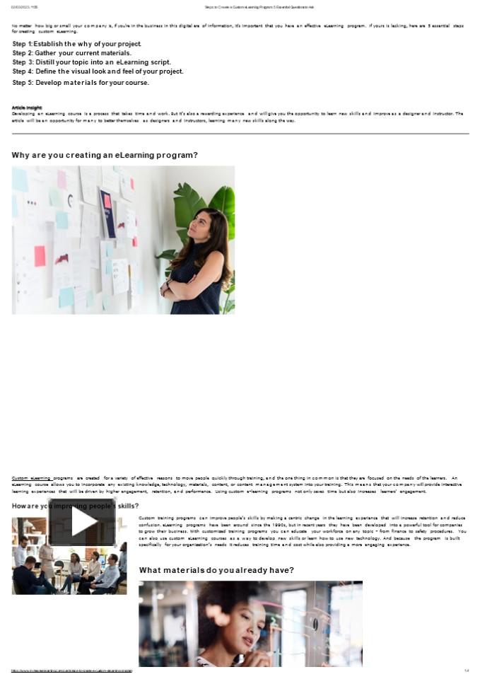 Steps to Create a Custom eLearning Program presentation | free to download