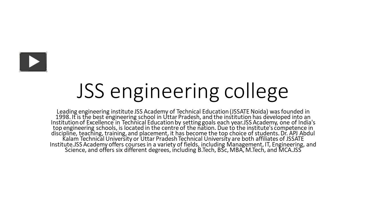 JSS academy of technical education presentation | free to download