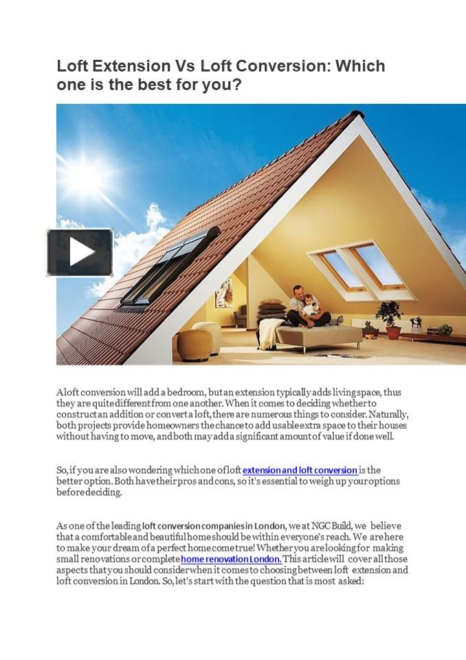 Loft Extension Vs Loft Conversion: Which one is the best for you? (1) presentation | free to ...