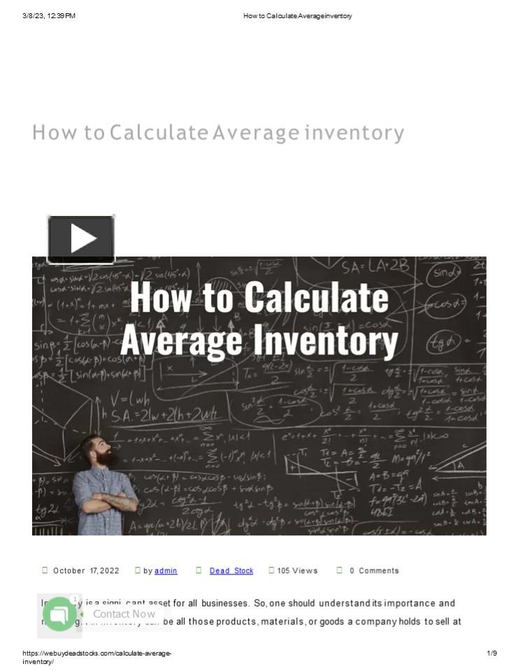 How to Calculate Average inventory presentation | free to download