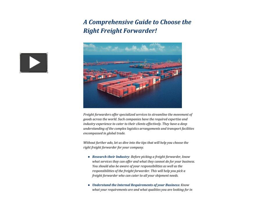 PPT – A Comprehensive Guide to Choose the Right Freight Forwarder! PowerPoint presentation ...
