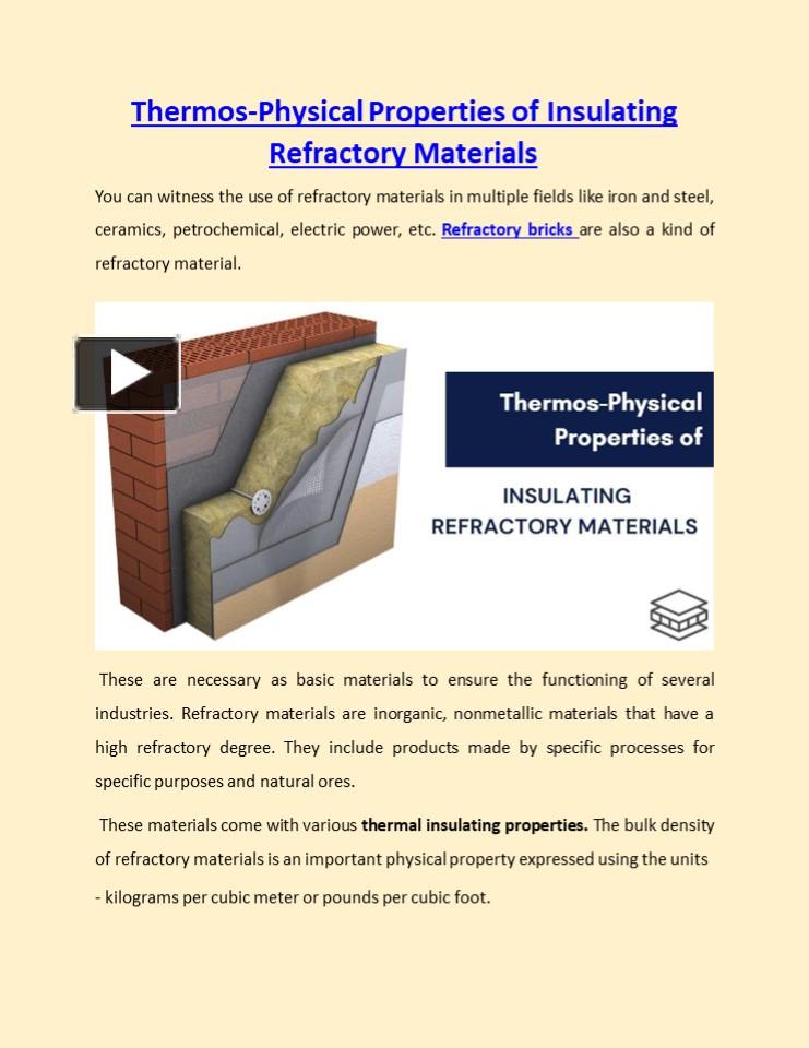 Thermos-Physical Properties of Insulating Refractory Materials presentation | free to download