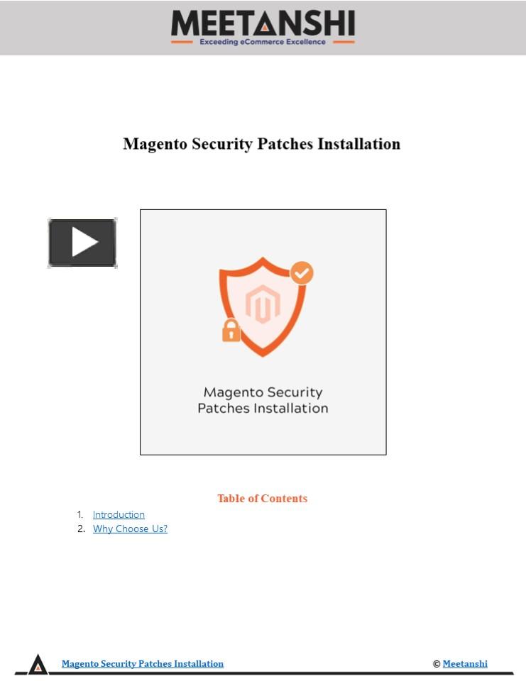 Magento Security Patches Installation Service presentation | free to download