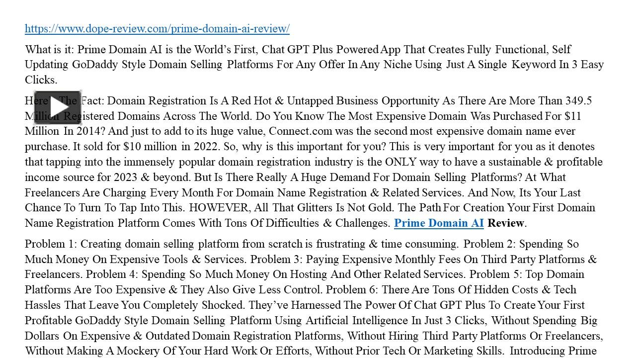 PPT – Prime Domain AI Review PowerPoint presentation | free to download - id: 967d82-ZDMzY