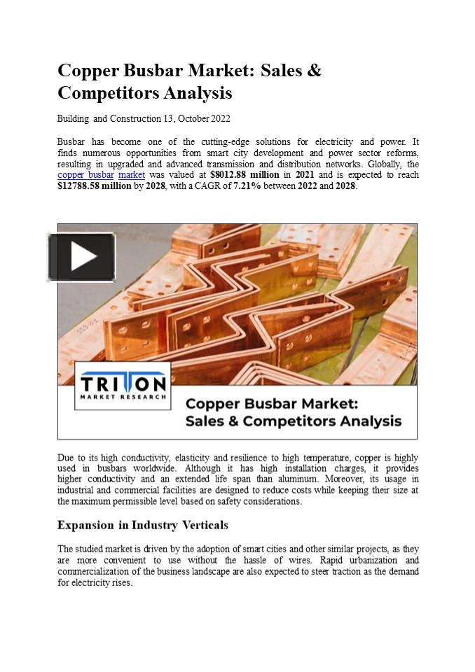 PPT – Copper Busbar Market: Sales and Competitors Analysis 2022 PowerPoint presentation | free ...