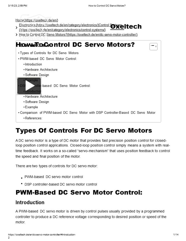How To Control DC Servo Motors? presentation | free to download