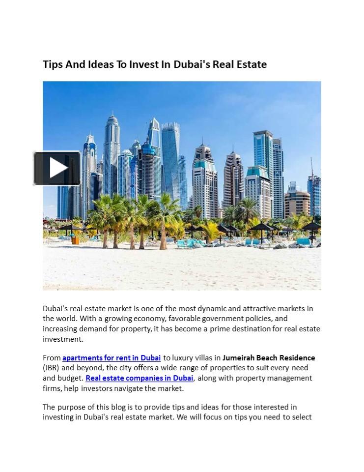 PPT – Tips and Ideas Invest in Dubai Real Estate Market PowerPoint presentation | free to ...
