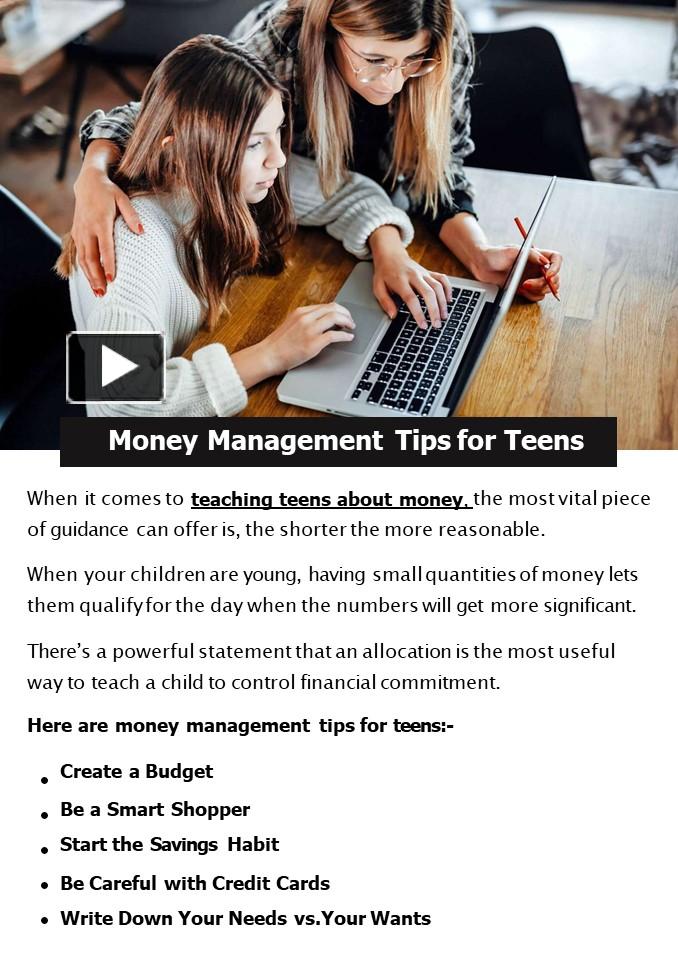 Money Management Tips for Teens presentation | free to download