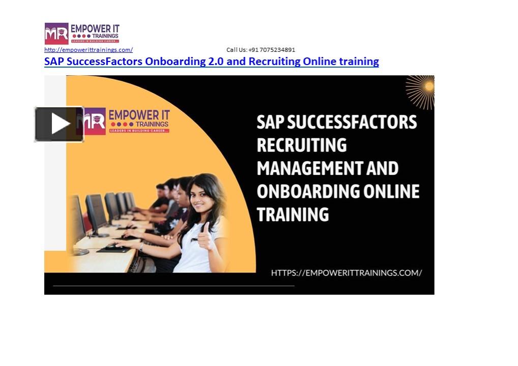PPT – SAP SuccessFactors Onboarding 2.0 and Recruiting Online training PowerPoint presentation ...