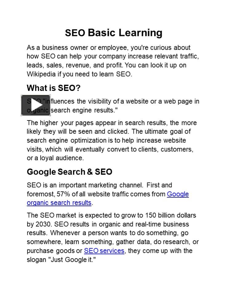 PPT – SEO Basic Learning PowerPoint presentation | free to download - id: 96870d-YjlhM