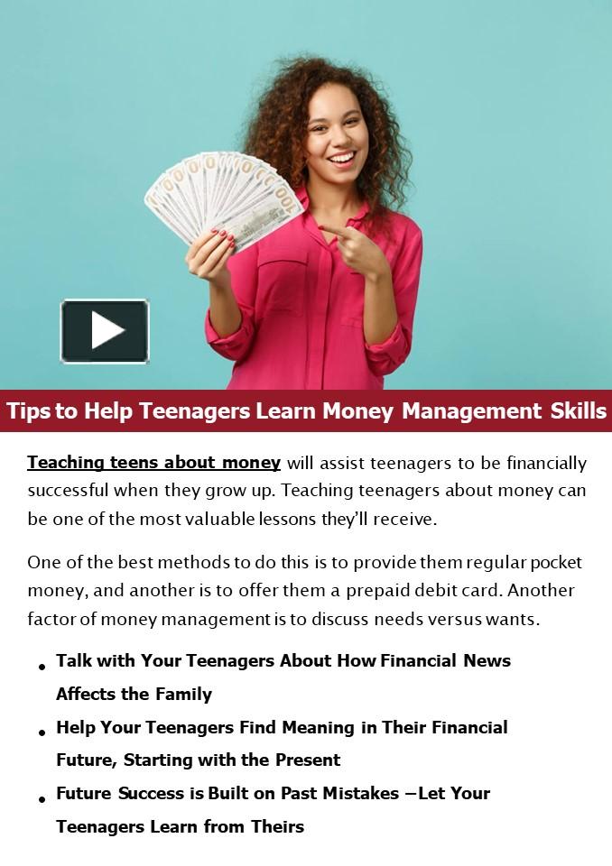 PPT – Tips to Help Teenagers Learn Money Management Skills PowerPoint ...