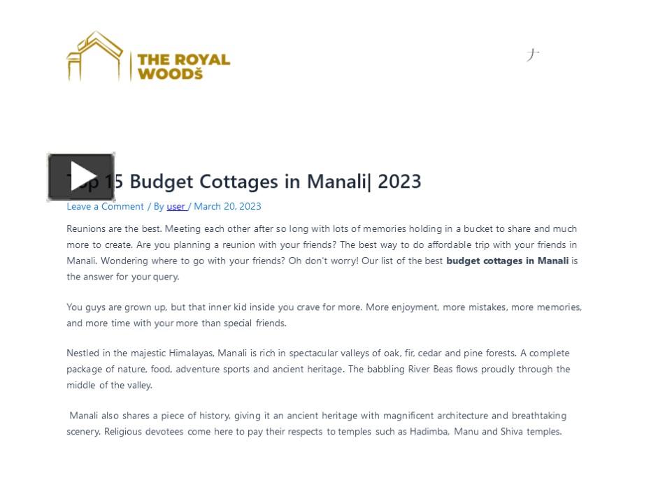 PPT – Budget Cottages in Manali PowerPoint presentation | free to download - id: 968a37-NTI1M