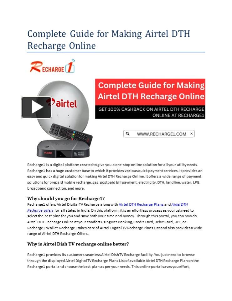 Complete Guide for Making Airtel DTH Recharge Online presentation | free to download