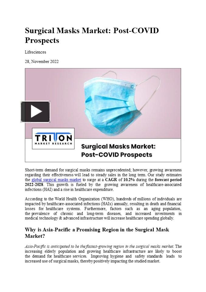 PPT – Surgical Masks Market 2022-2028: Post-COVID Prospects PowerPoint presentation | free to ...