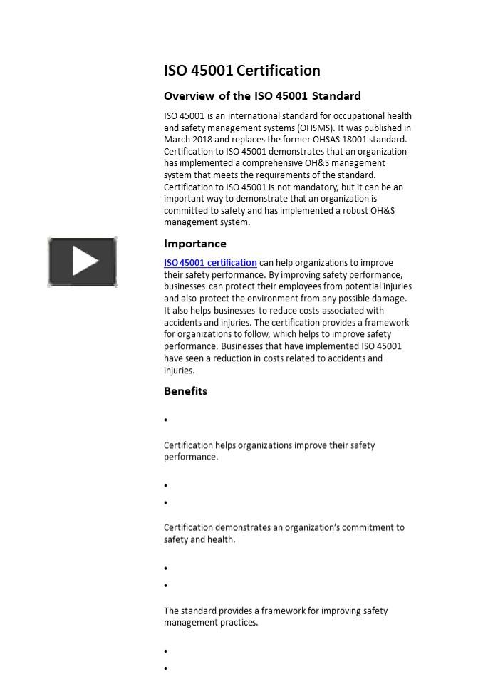 PPT – ISO 45001 CERTIFICATION PowerPoint presentation | free to ...
