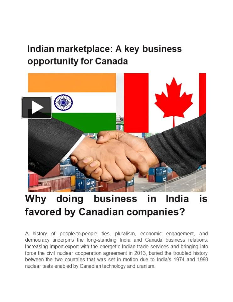 PPT – Why doing business in India is favored by Canadian companies ...