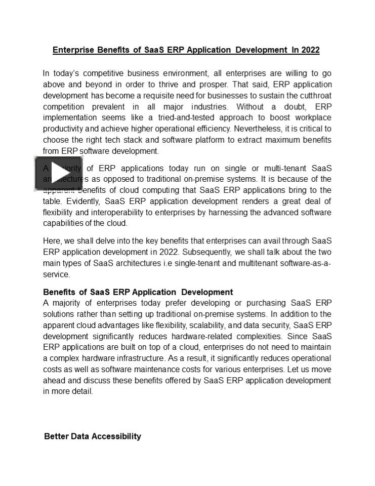 PPT – Enterprise Benefits of SaaS ERP Application Development PowerPoint presentation | free to ...