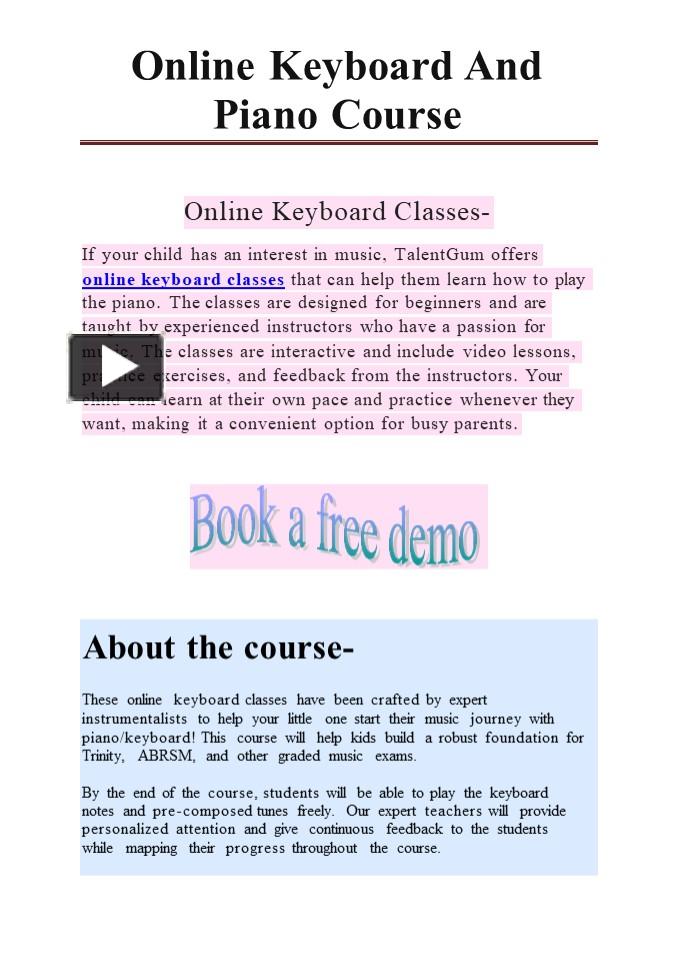 PPT – Online Keyboard & Piano Classes, lessons & courses for kids (1 ...