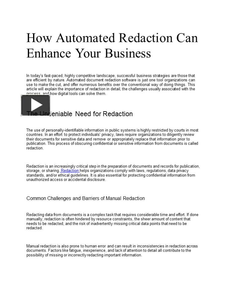 PPT – How Automated Redaction Can Enhance Your Business PowerPoint presentation | free to ...