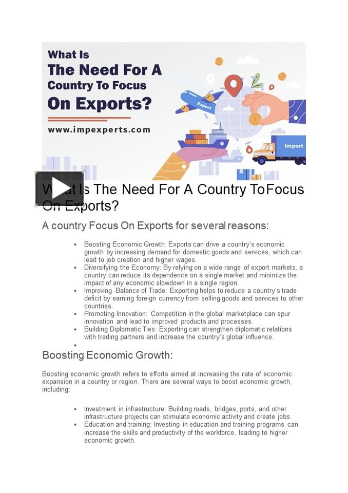 What Is The Need For A Country To Focus On Exports? presentation | free to download