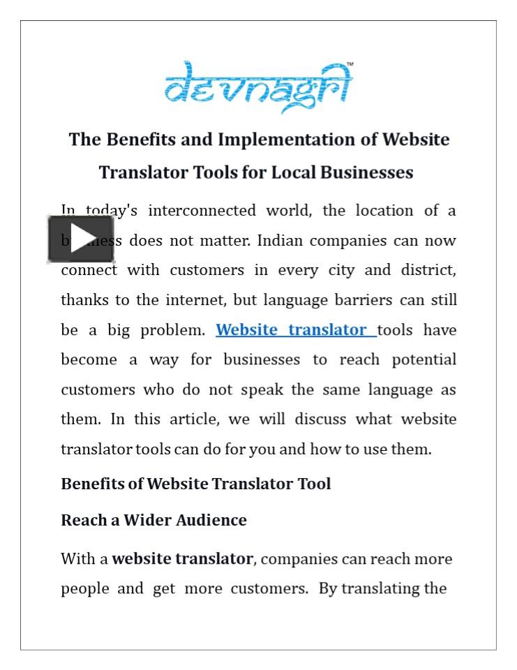 The Benefits and Implementation of Website Translator Tools for Local Businesses presentation ...