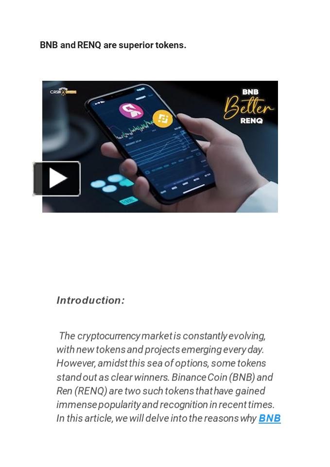 PPT – BNB and RENQ are superior tokens. PowerPoint presentation | free to download - id: 969723 ...