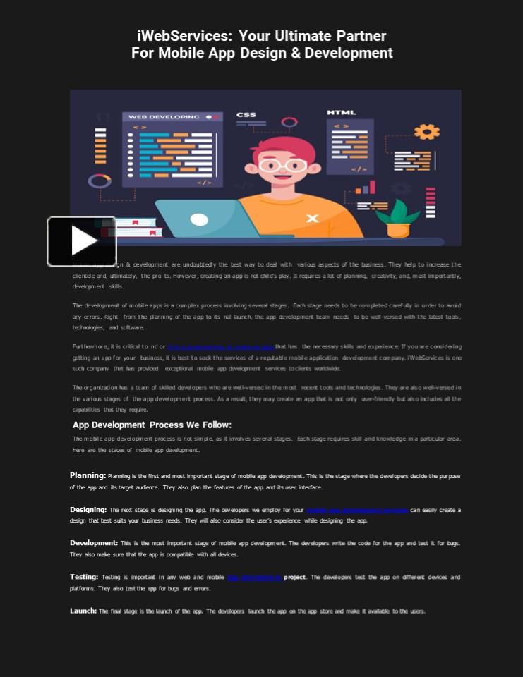PPT – iWebServices: Your Ultimate Partner For Mobile App Design & Development PowerPoint ...