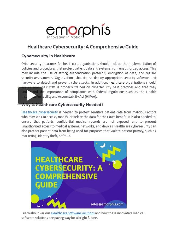PPT – Healthcare Cybersecurity: A Comprehensive Guide PowerPoint presentation | free to download ...