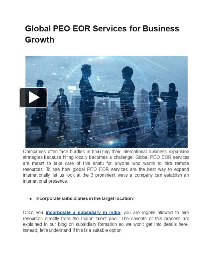 PPT – Global PEO EOR Services for Business Growth PowerPoint presentation | free to download ...