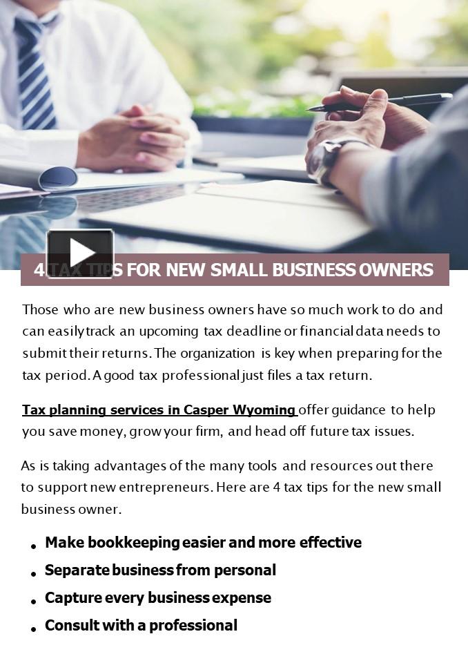 PPT – 4 TAX TIPS FOR NEW SMALL BUSINESS OWNERS PowerPoint presentation | free to download - id ...