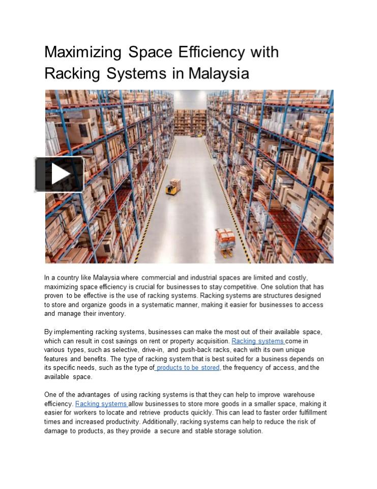 PPT – Maximizing Space Efficiency with Racking Systems in Malaysia PowerPoint presentation ...