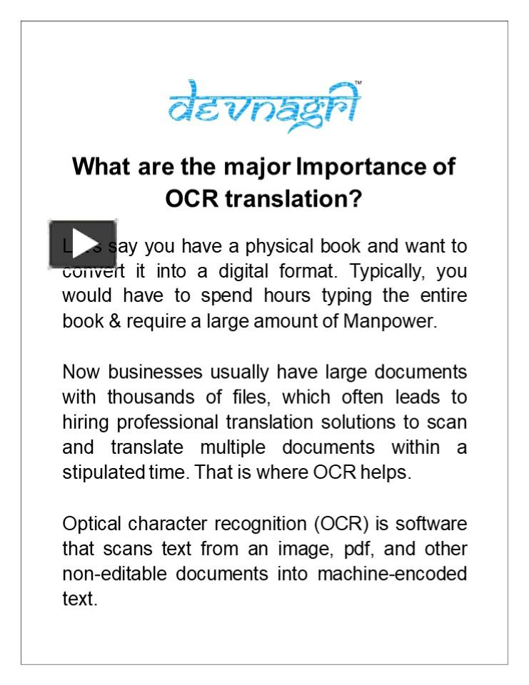 PPT – What are the major Importance of OCR translation? PowerPoint presentation | free to ...