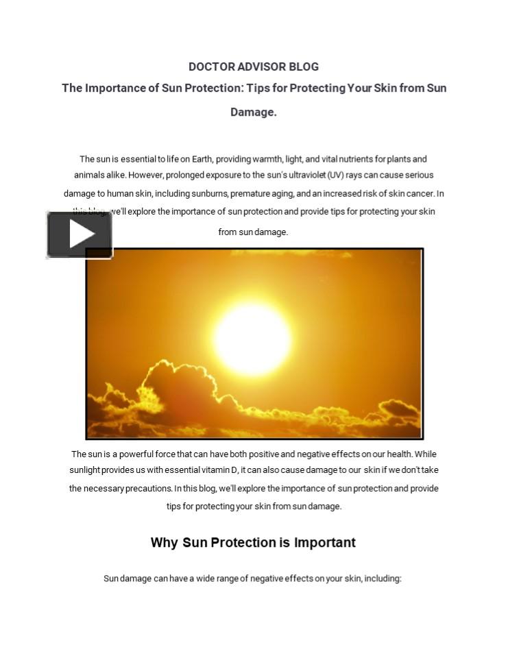 PPT – The Importance of Sun Protection: Tips for Protecting Your Skin ...