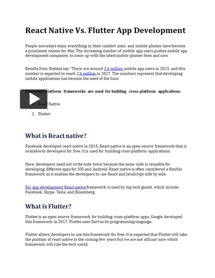 Ppt React Native Vs Flutter App Development Powerpoint Presentation