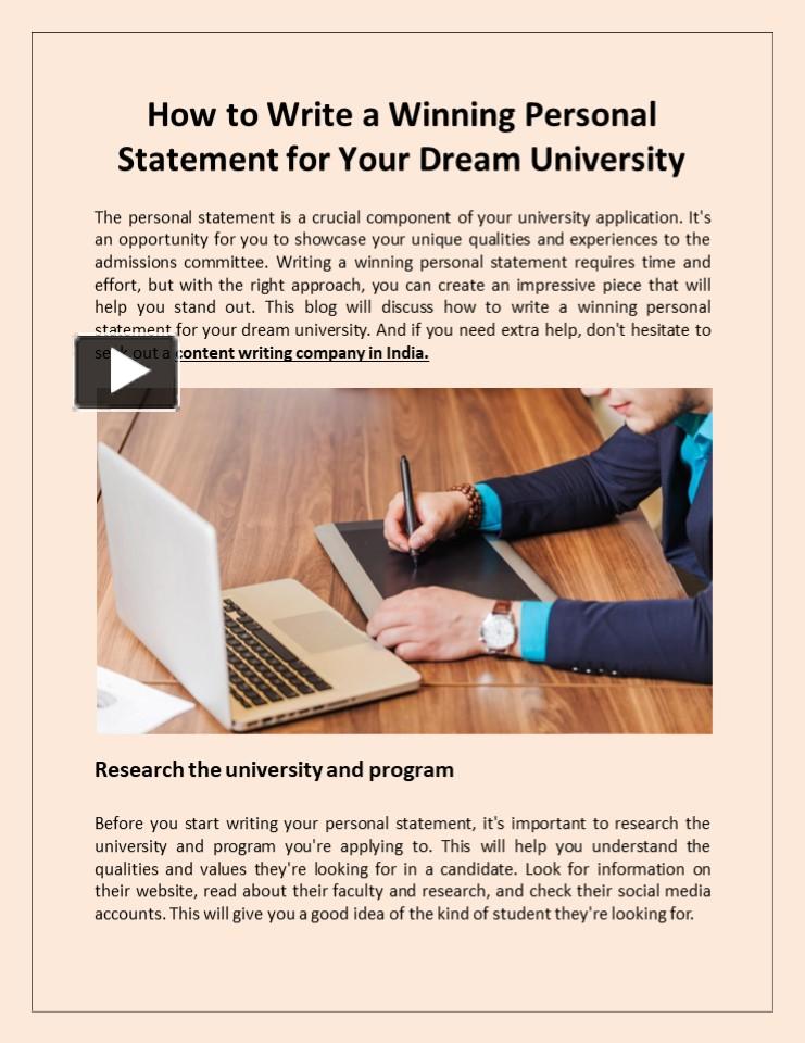 How to Write a Winning Personal Statement for Your Dream University ...