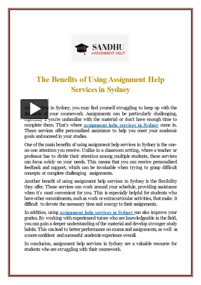 PPT – The Benefits of Using Assignment Help Services in Sydney PowerPoint presentation | free to ...