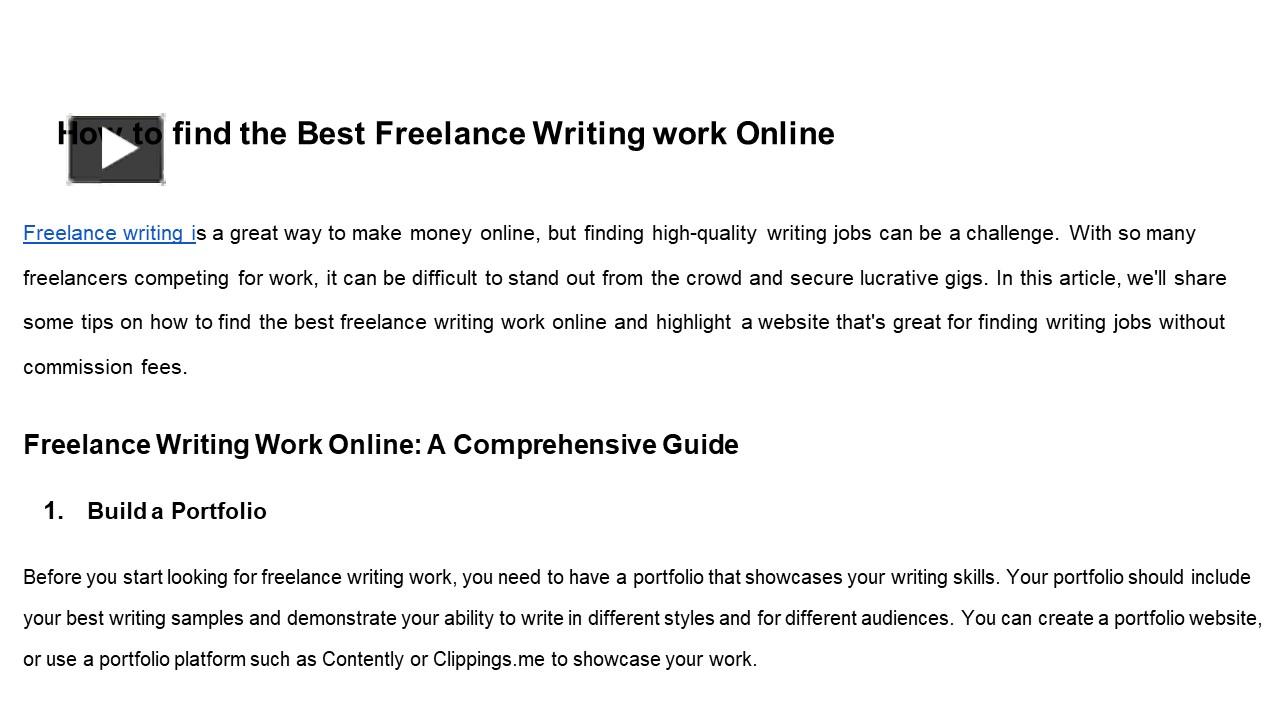 PPT – How to find the Best Freelance Writing work Online PowerPoint ...