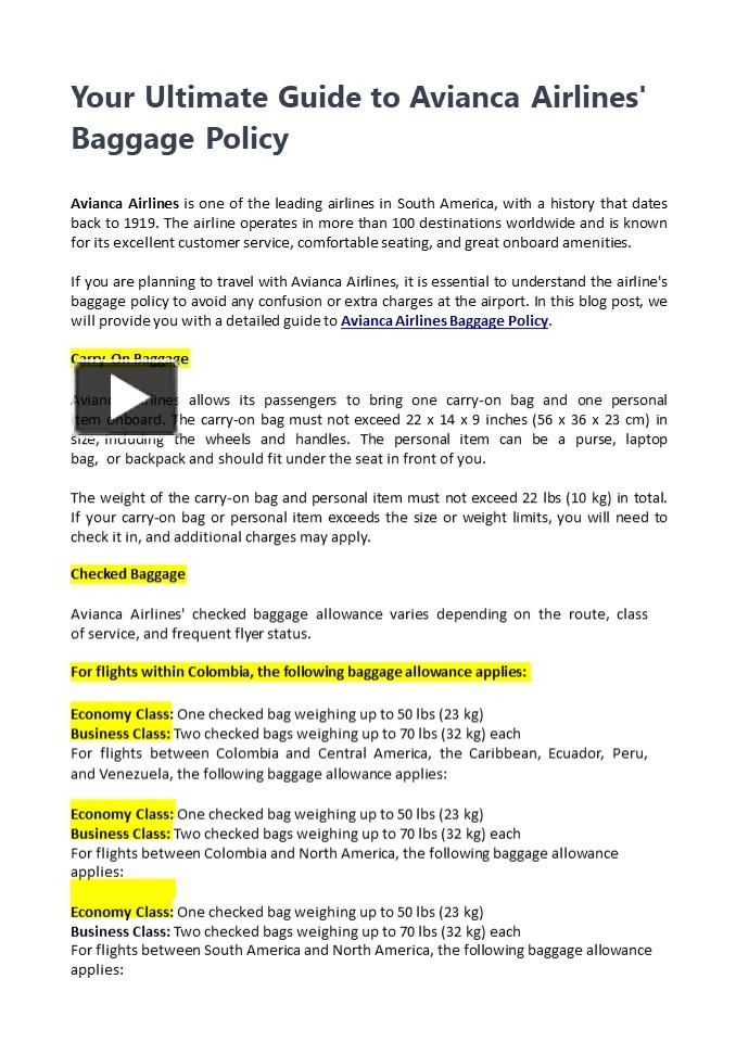 PPT – Avianca Baggage Policy | Check-in, Allowance, Fees, and More | Flightaura (1) PowerPoint ...