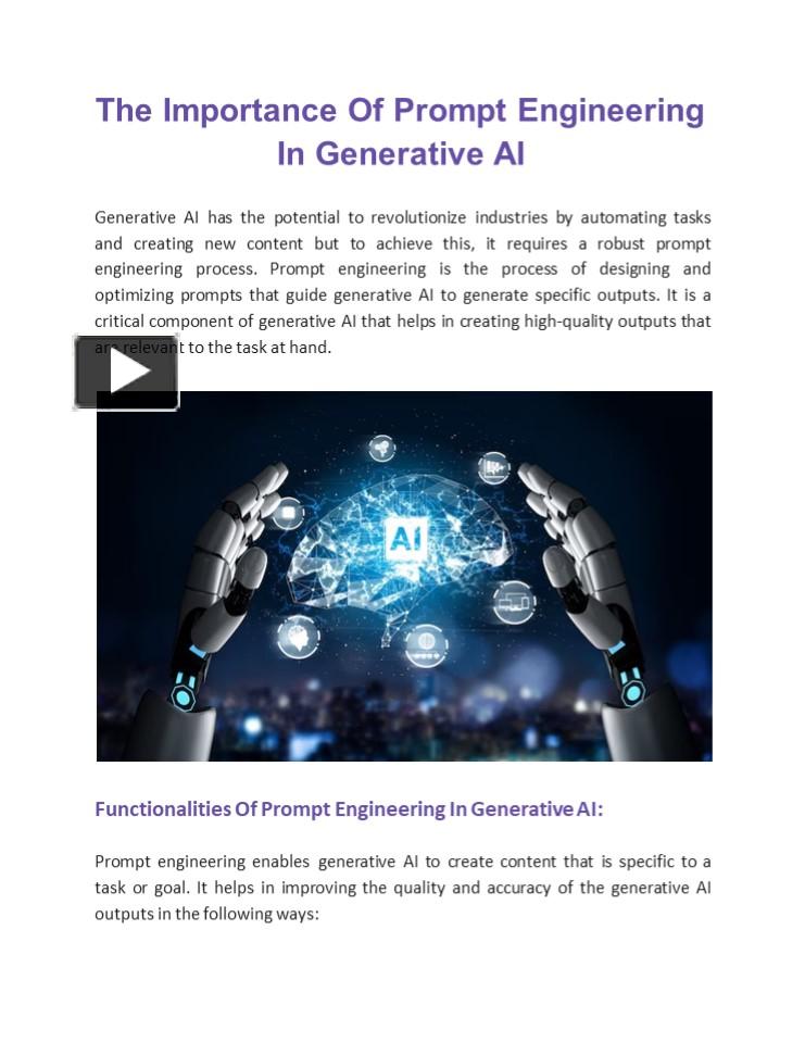 The Importance Of Prompt Engineering In Generative AI presentation | free to view