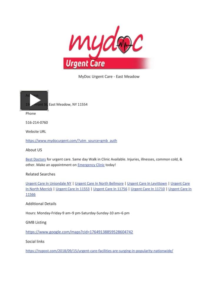 MyDoc Urgent Care - East Meadow (3) presentation | free to download