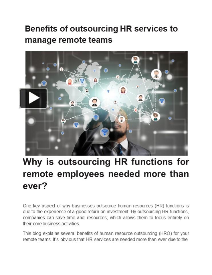 PPT – Benefits of outsourcing HR services to manage remote teams PowerPoint presentation | free ...