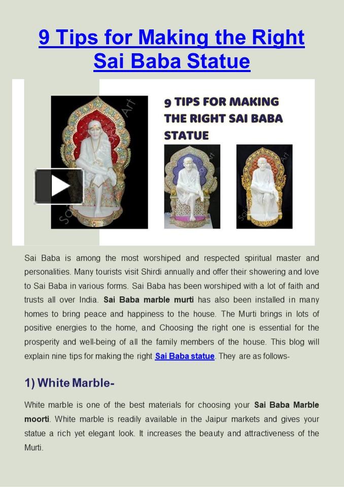 9 Tips for Making the Right Sai Baba Statue presentation | free to download